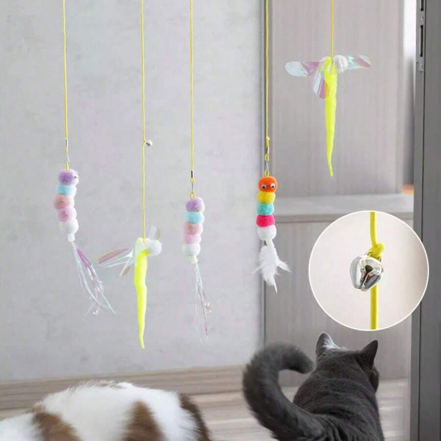 3pcs Cat Toys Self Fun Swing Hanging Door Hanging Elastic Feather ...