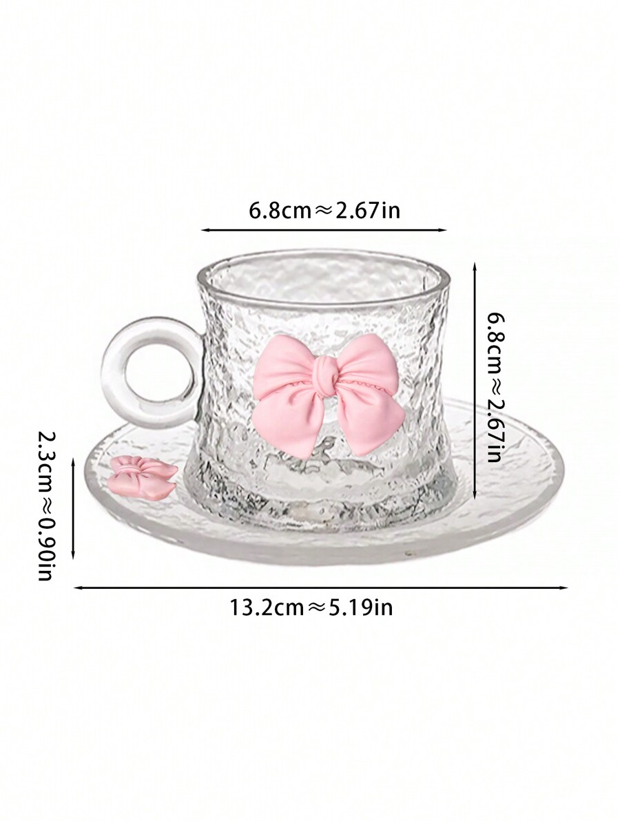 1pc Creative Minimalist Glass Glacier Texture Coffee Cup & Saucer Set ...