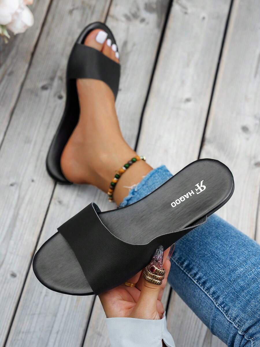 Women Flat Slide Sandals, Fashionable Strap Beach Flip Flops, Outdoor ...