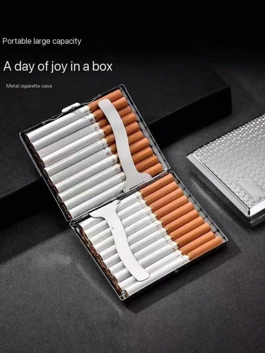 20 Slots Engraved Metal Cigarette Box Holder For Men, Portable ...