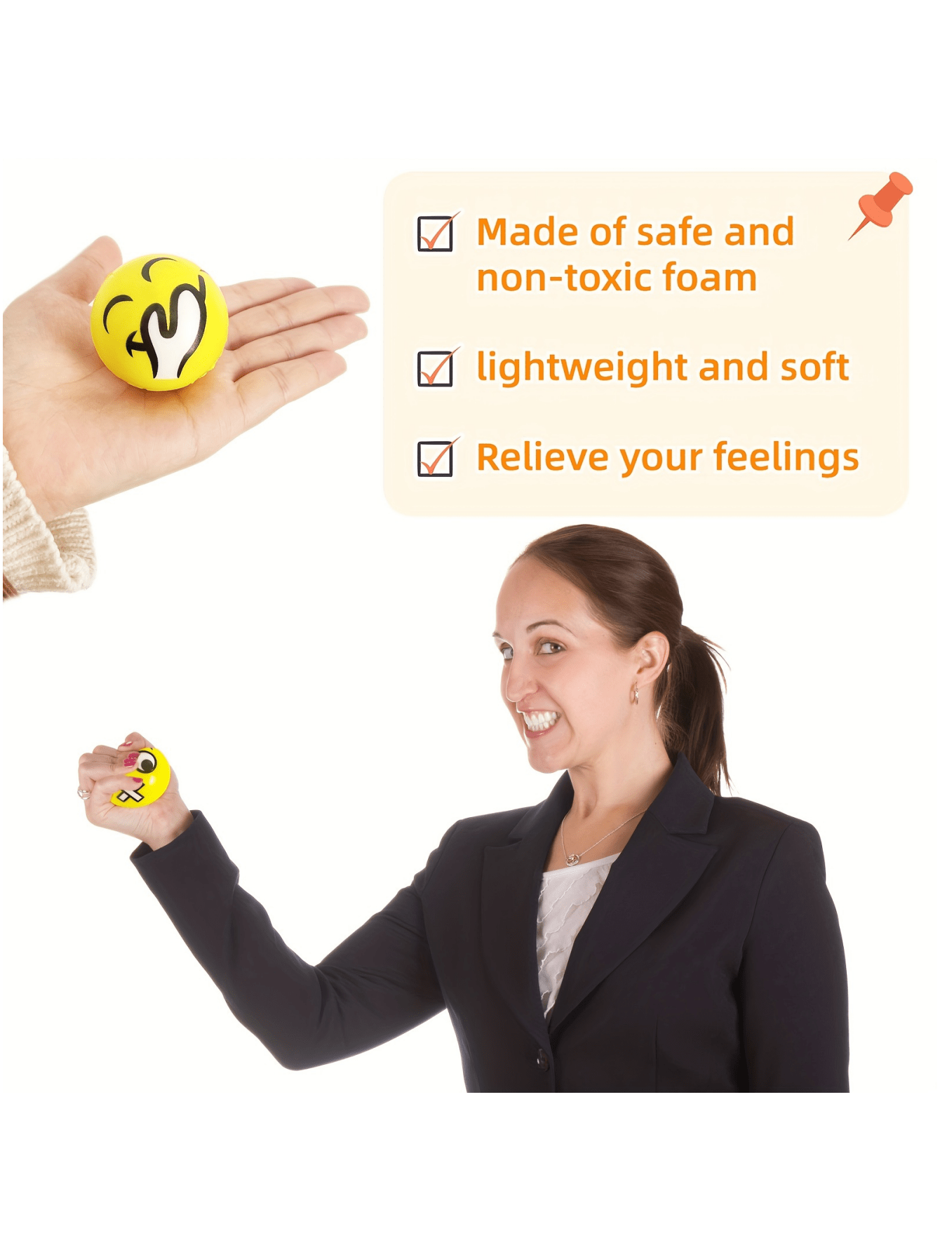 12-Piece Assorted Silly Face Squeezy Balls, 2-Inch Mini Foam Stress ...