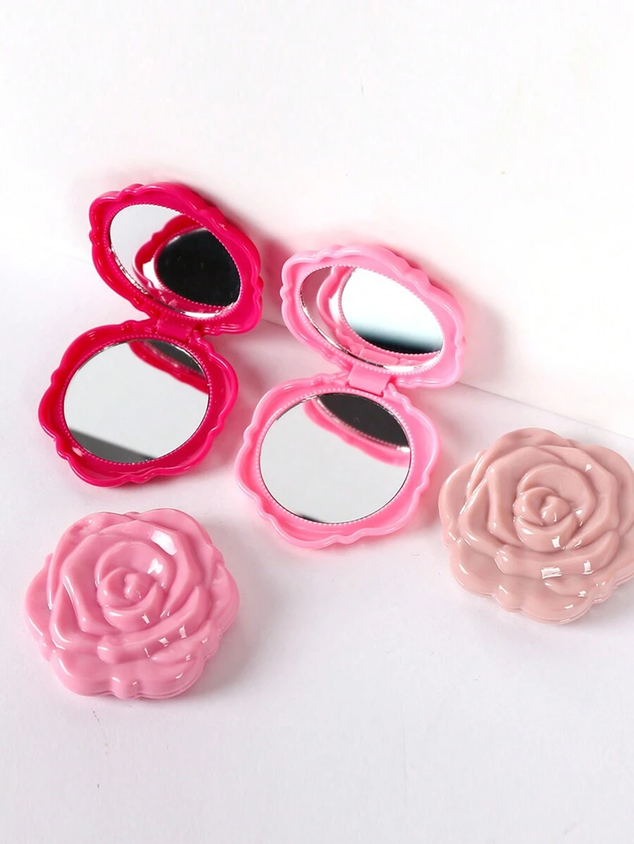 Pack Of 5 Compact Mirror Pink Mirror Plastic Mini Travel Makeup Mirror ...