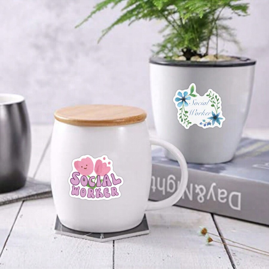 60PCS Social Worker Stickers Vinyl Aesthetics Stickers For Scrapbooking ...