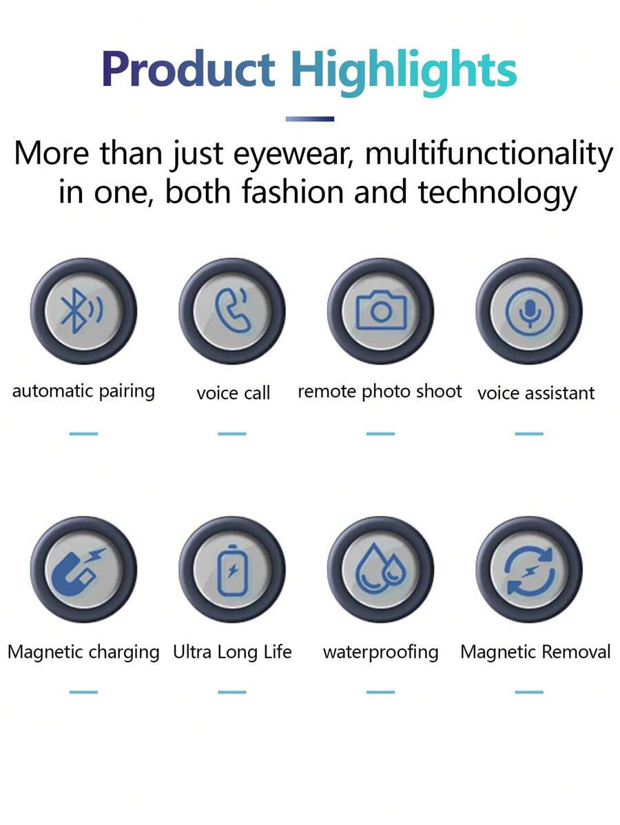 Bluetooth Smart Glasses Driving To Listen To Songs Calls Magnetic Detachable One Mirror For
