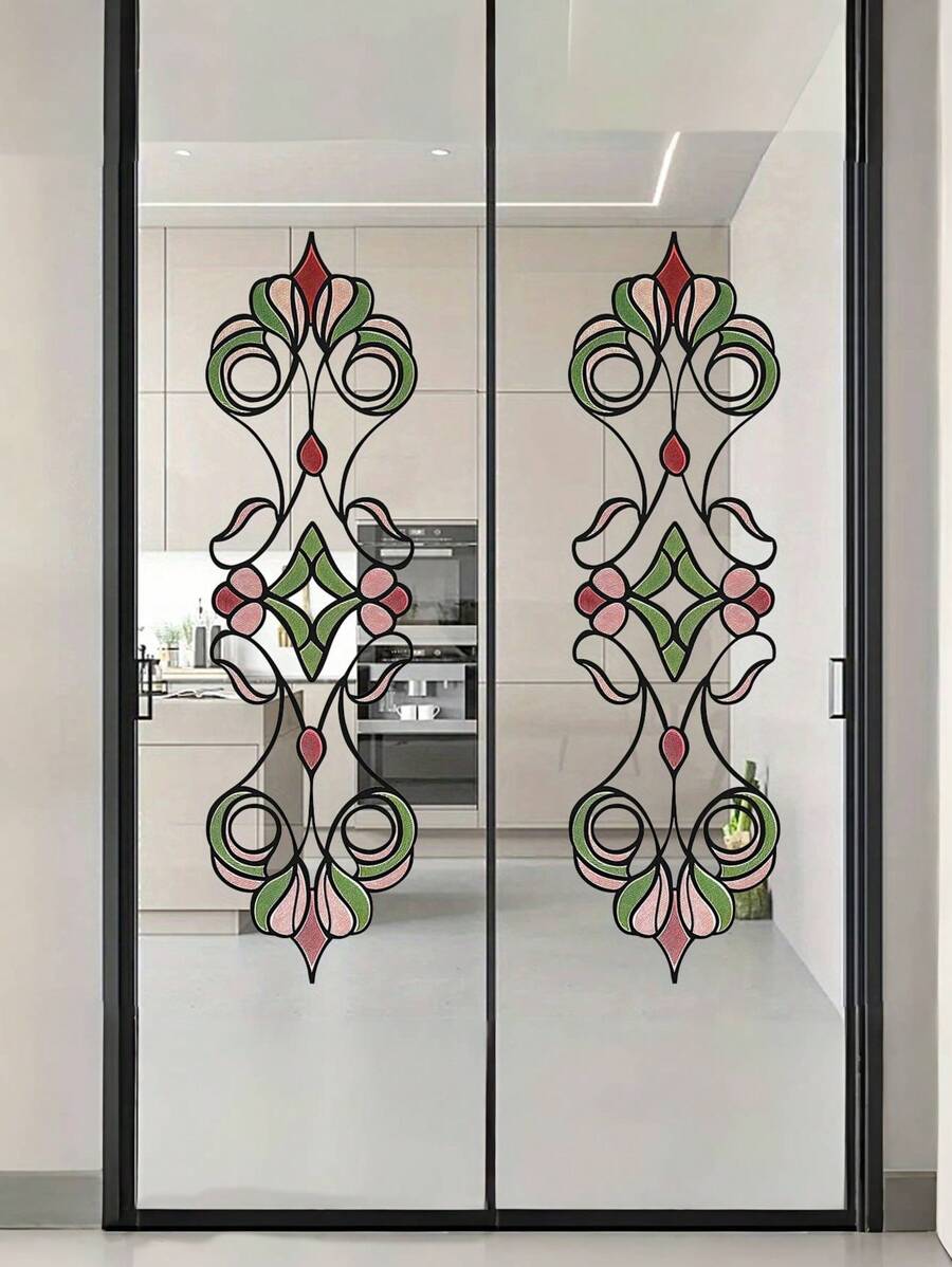 Watercolor Glass Window Stickers - Contemporary Geometric Patterns For ...