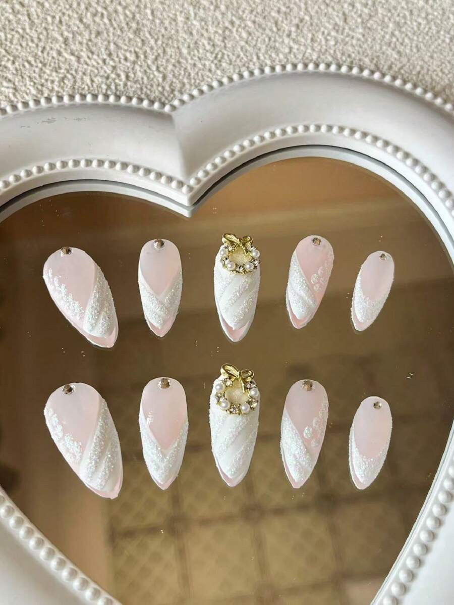 10 Pieces Of Pure Hand-Worn A Almond Sugar Powder Small Rhinestone ...