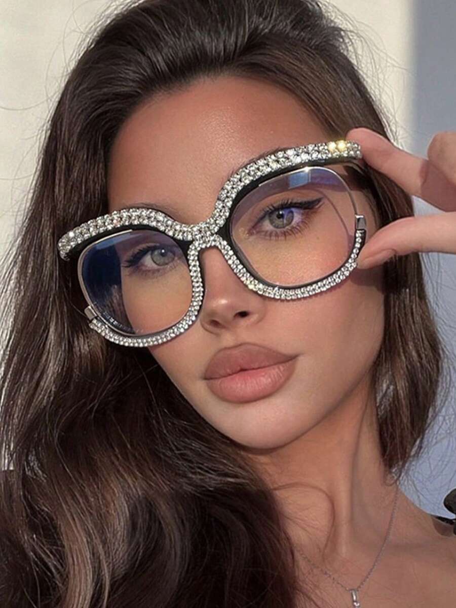 Rhinestone Owl Oversized Eyeglasses Frame, 2025 New Fashion Clear Lens ...