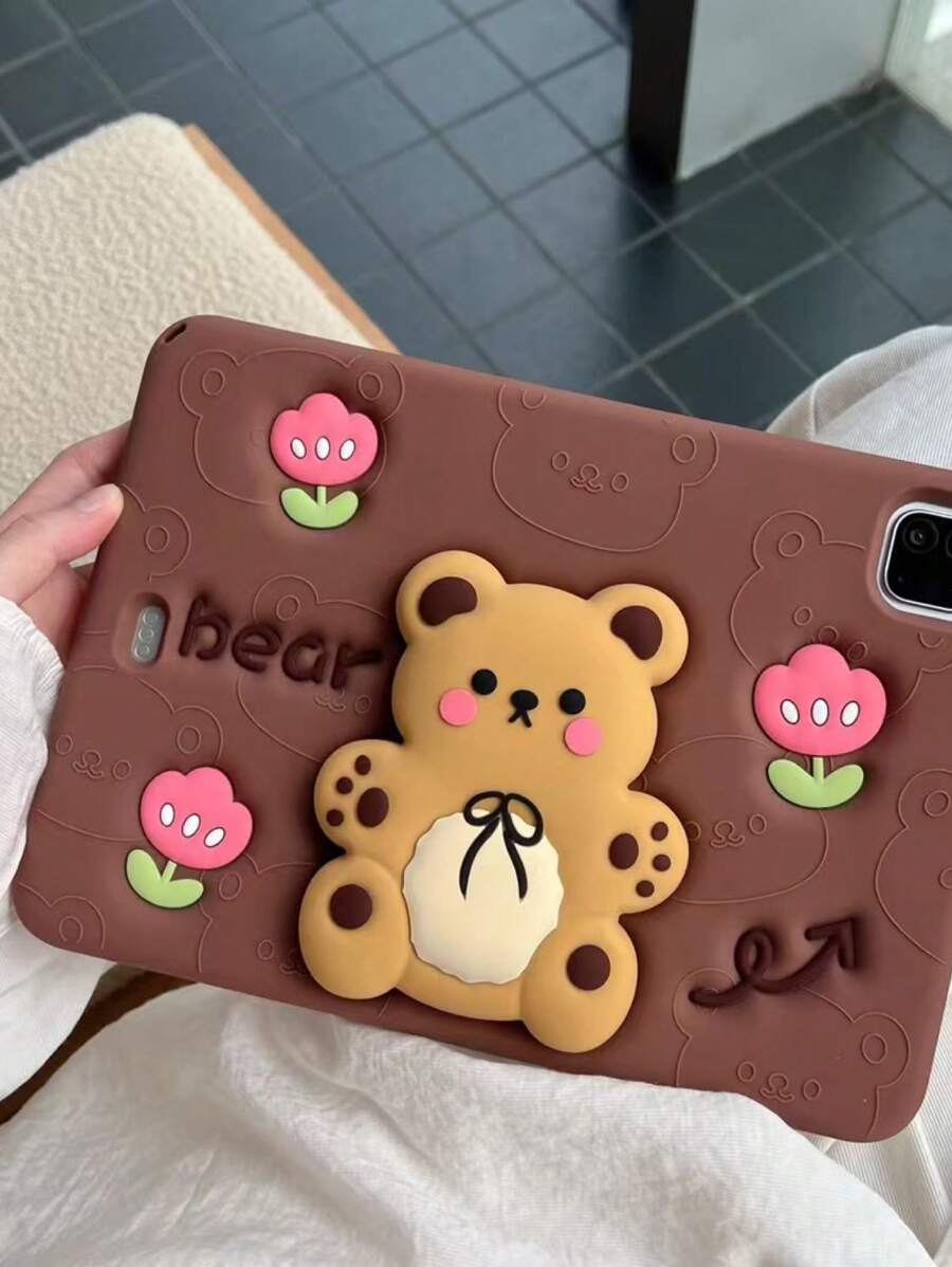Capa protetora de iPad Air 6 compatível com Teddy Bear Tulip Brown 2024 ...