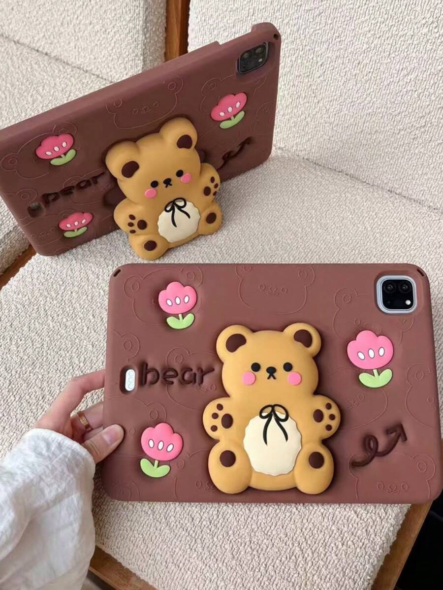 Capa protetora de iPad Air 6 compatível com Teddy Bear Tulip Brown 2024 ...