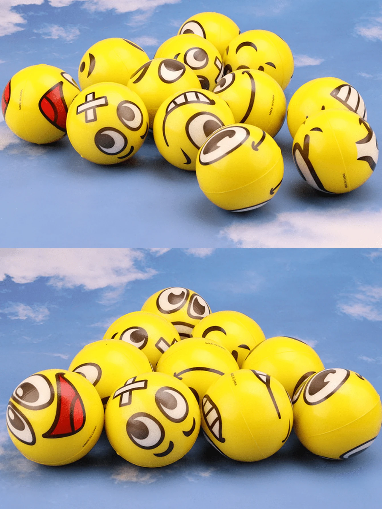 40-Piece Assorted Silly Face Squeezy Balls, 2-Inch Mini Foam Stress ...