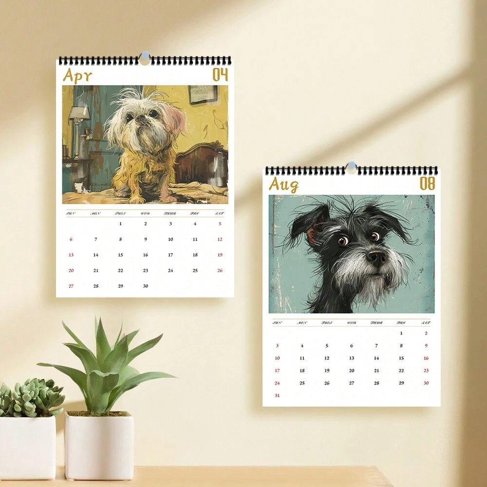 Tlenpo 1pc 2025 Dog Theme Calendar - 2025 Calendar With 12 Months, Fun ...