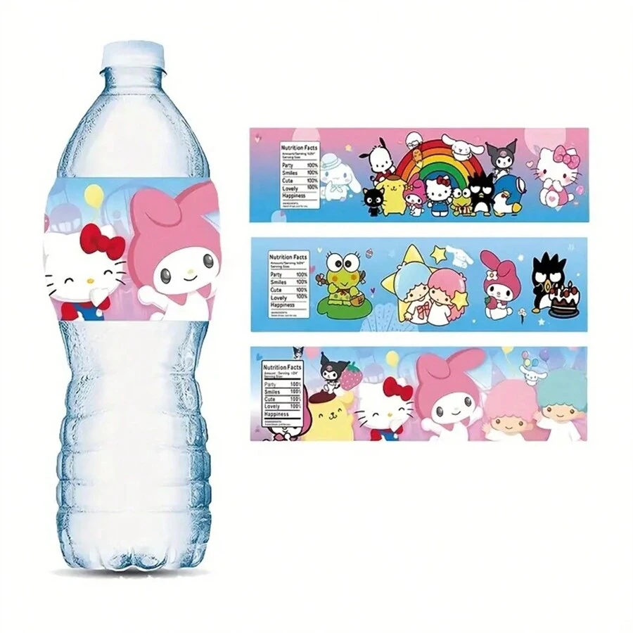Sanrio 10-Pack Water Bottle Labels - Universal Holiday Decorative ...