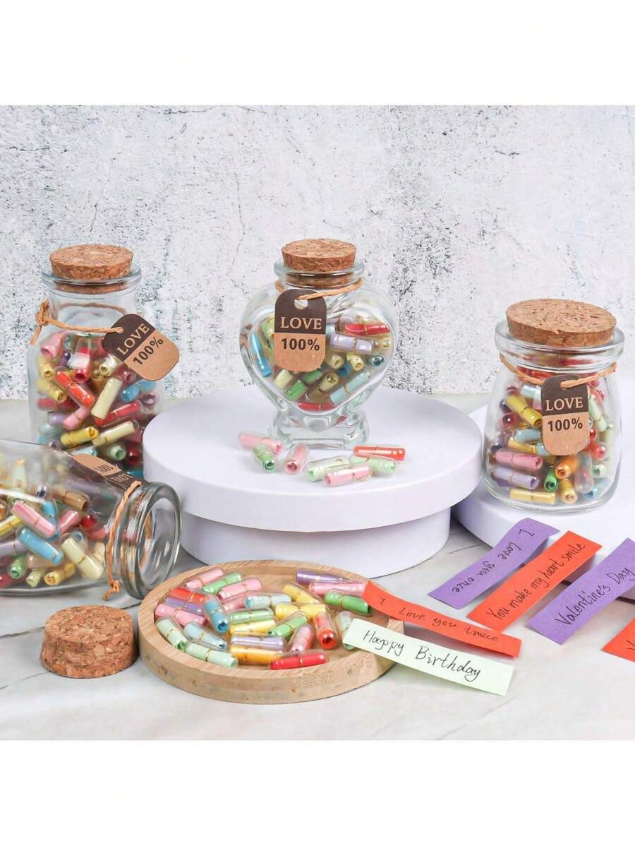 Message d'amour dans une bouteille en verre, capsule de lettres d'amour ...