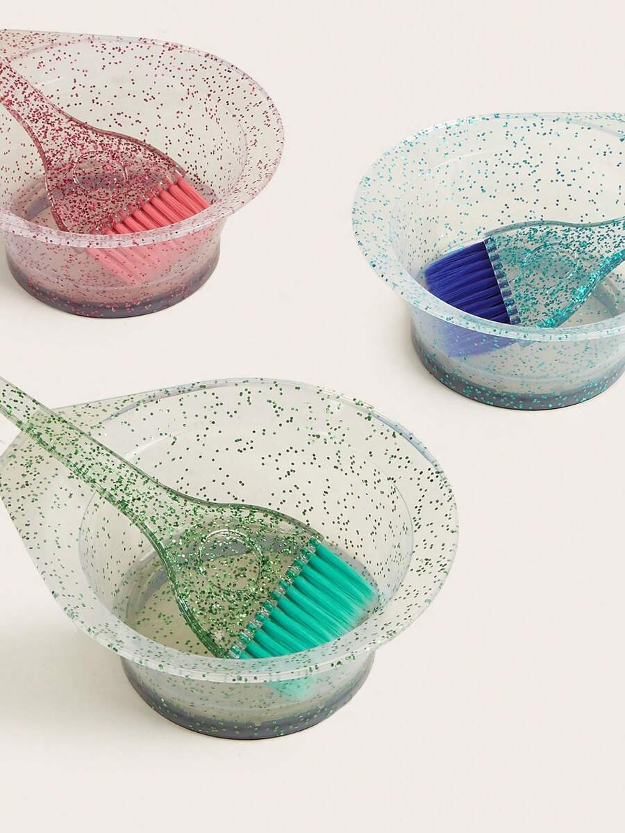2 Piece Glitter Clear Hair Colour Brush And Bowl Hair Colour Kit ...