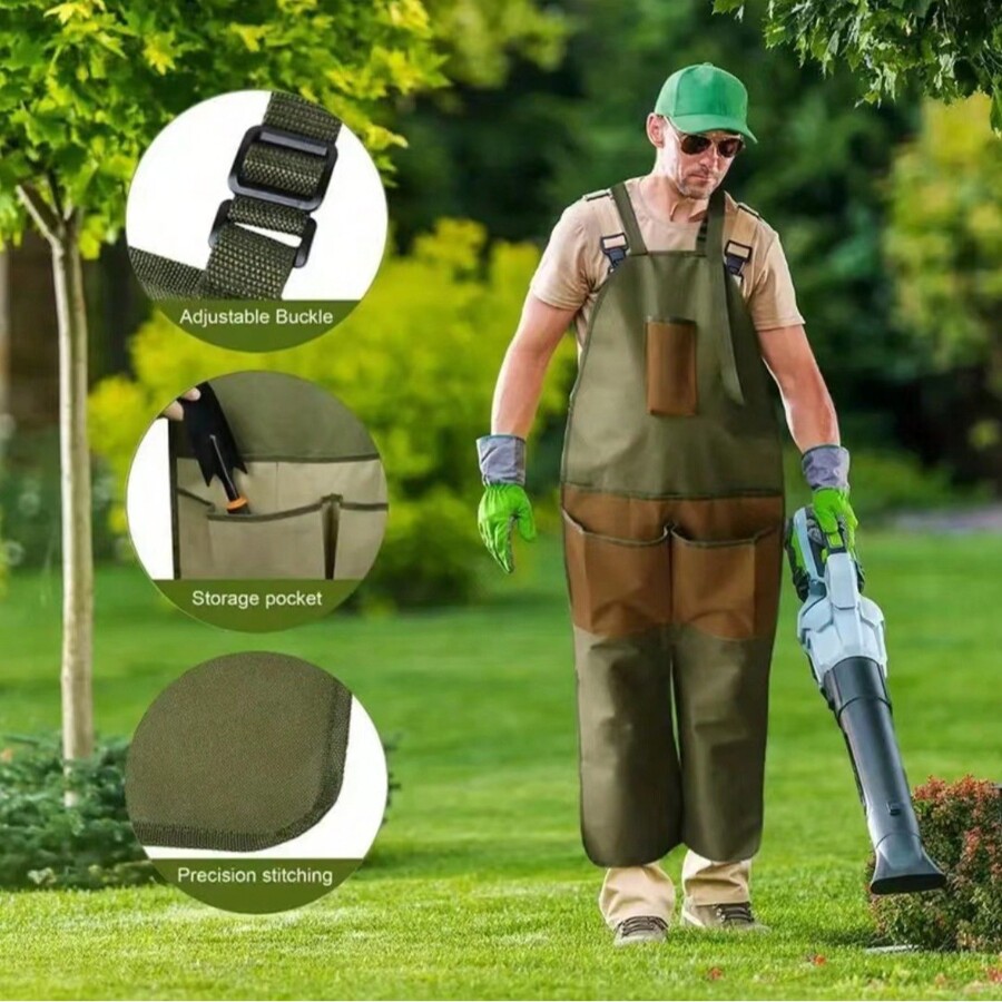 Gardening Pockets Apron, Oxford Fabric Patchwork Extra Long Protective Leg Chaps, Universal New ...