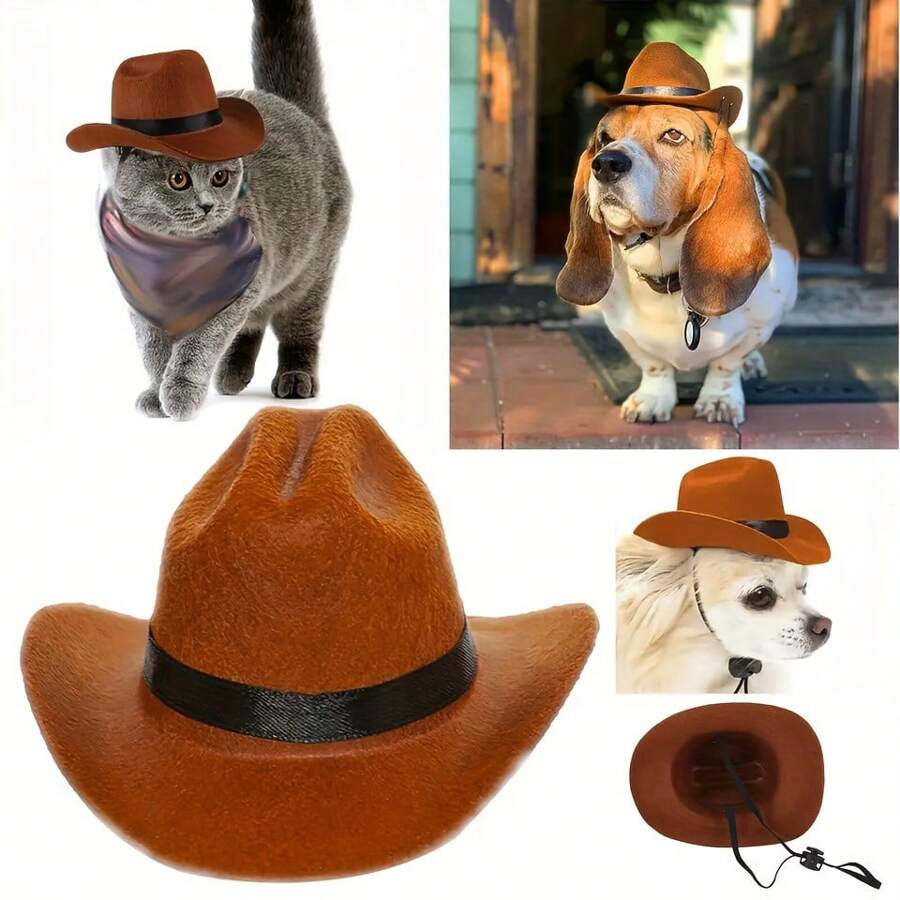 1pc Mini Pet Cowboy Hat, Small Dog Cat Pet Cap, Party Holiday Little ...