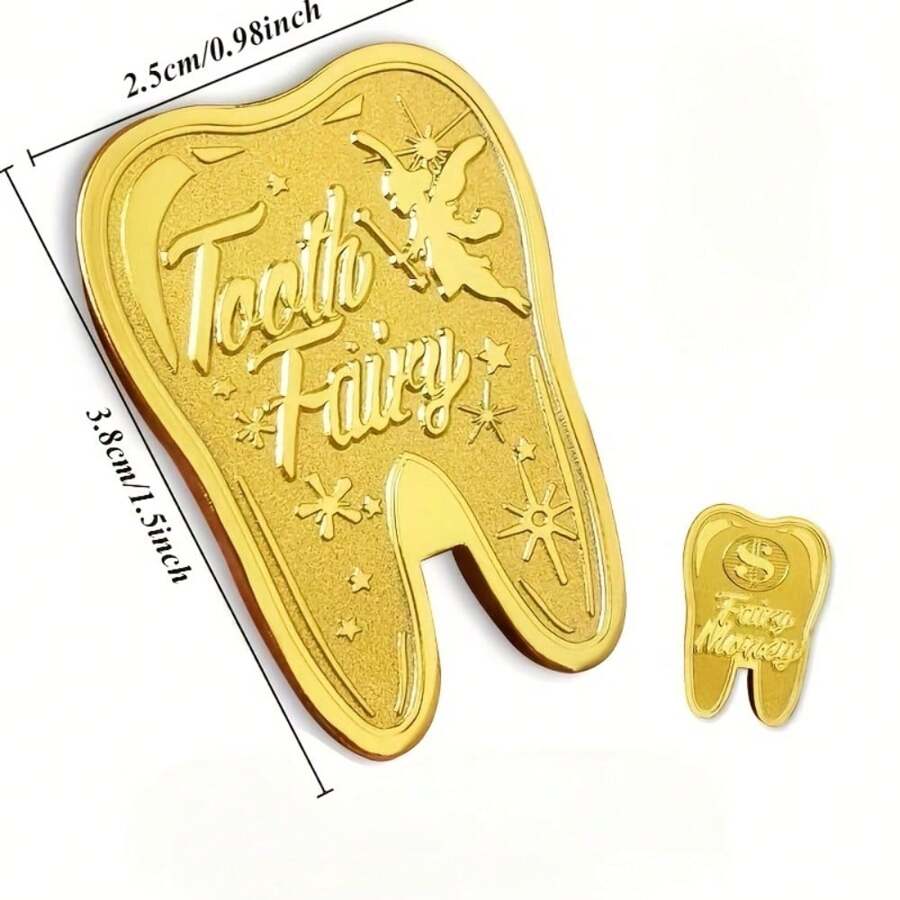 Golden Tooth Fairy Commemorative Coin Keepsakes, Metallic Tooth ...