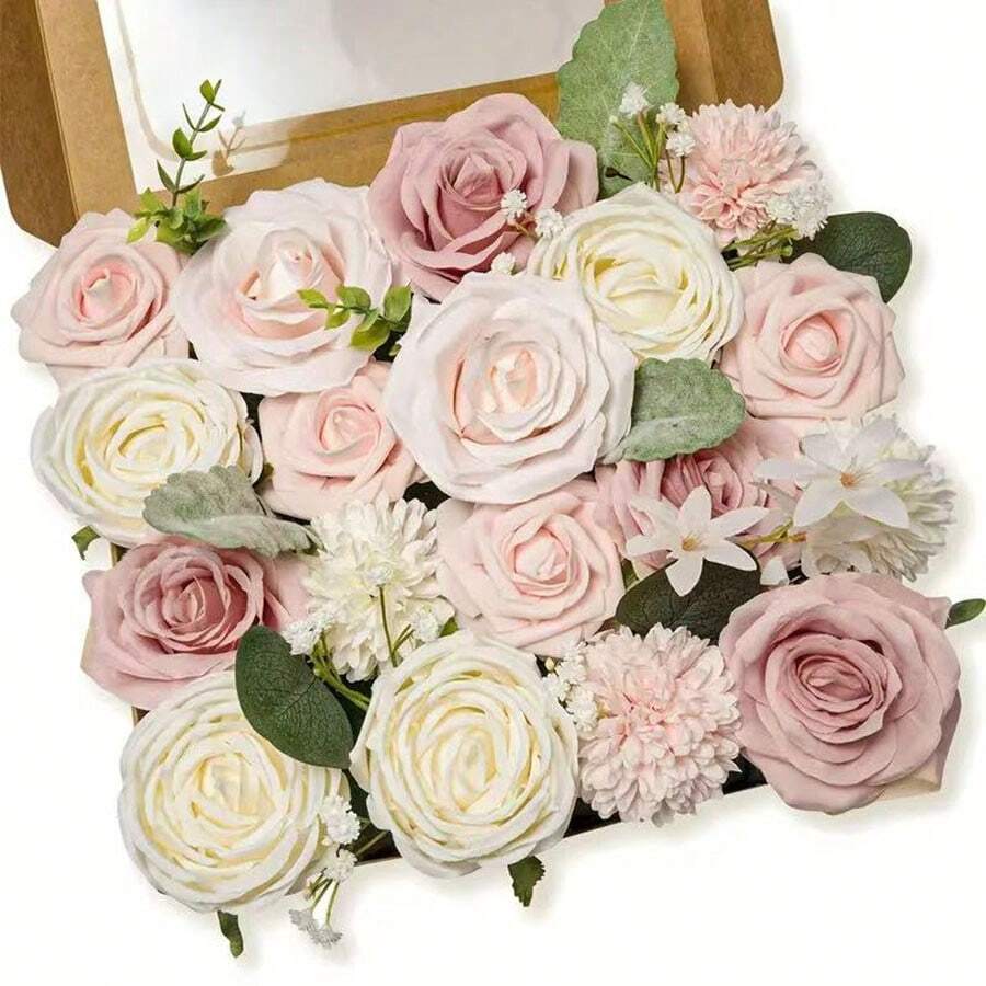 1 Set Artificial Rose Flower Arrangement Box Kit, Suitable For Wedding ...