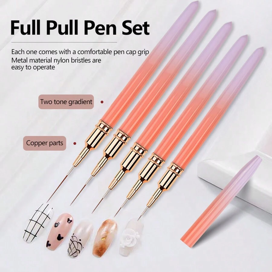 New Metal Hollow Tube Dual-Tone Gradient Pull Line Painting Pen Set ...