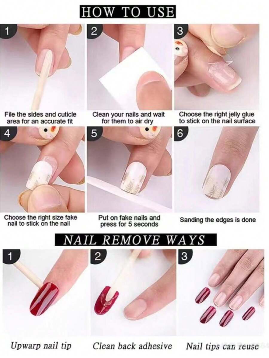 110 Pieces Pure Hand-Worn Nail Drop Red French Powder Gradient Three ...