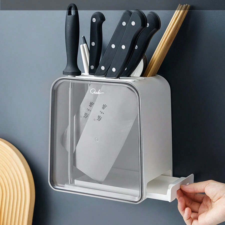 1PC No-Drill Multifunctional Wall Mounted Knife Holder, Storage Rack ...