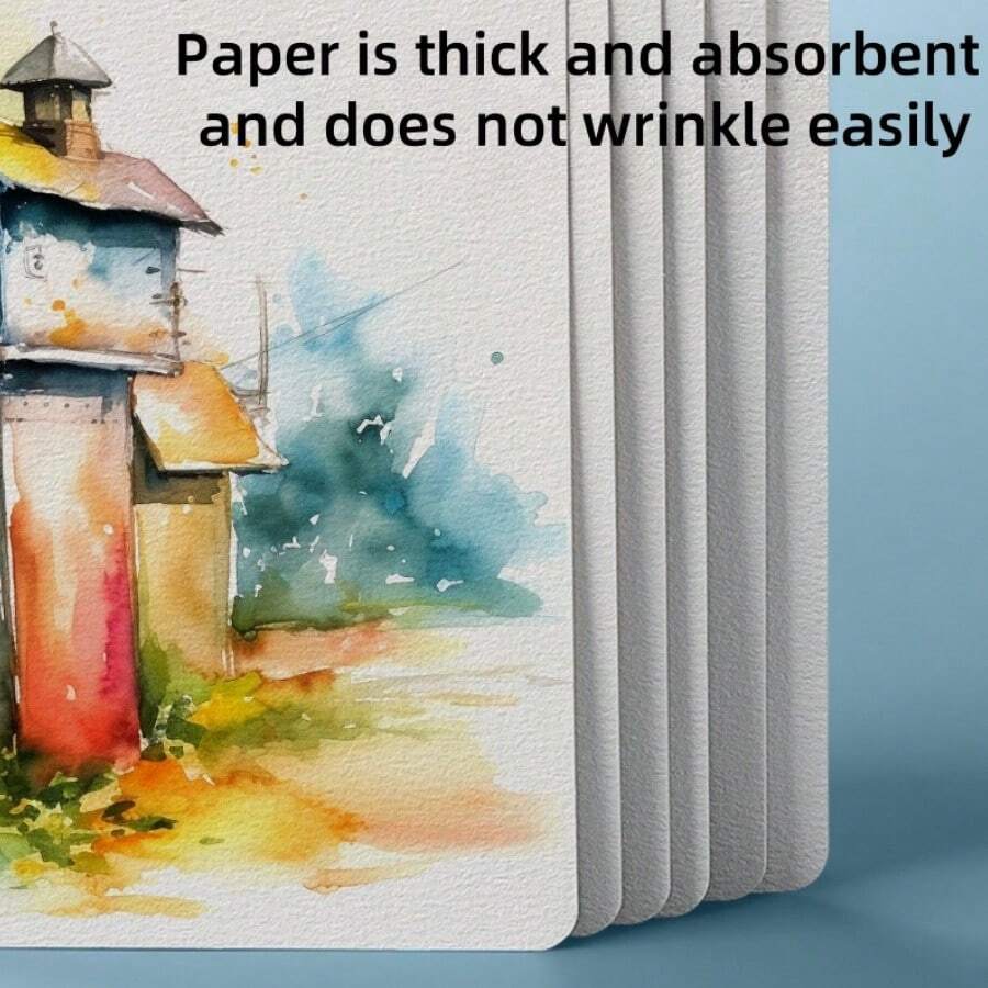 10 Watercolor Paper + Watercolor 12 Color Paint Set, Watercolor ...