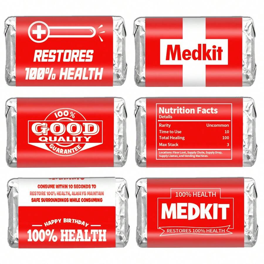 30pcs/5sheets Funny Medkit Themed Birthday Mini Candy Bar Stickers ...