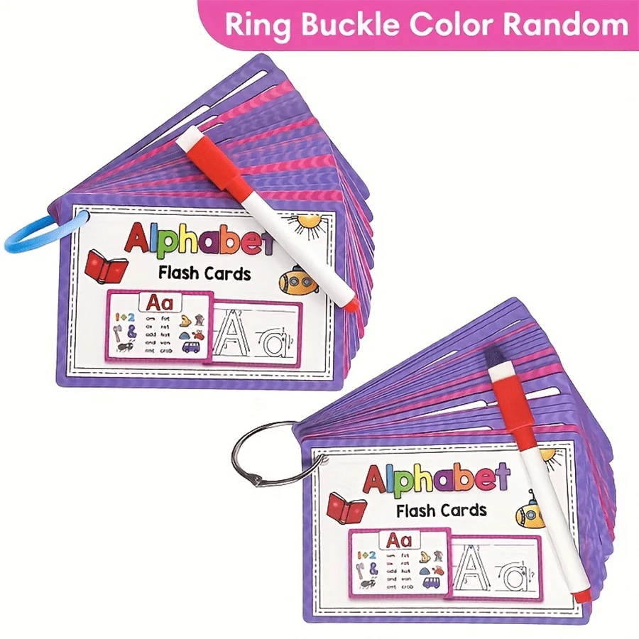 26 Letters CVC Word Learning Flashcards + 1 Reusable Pen For Tracing ...