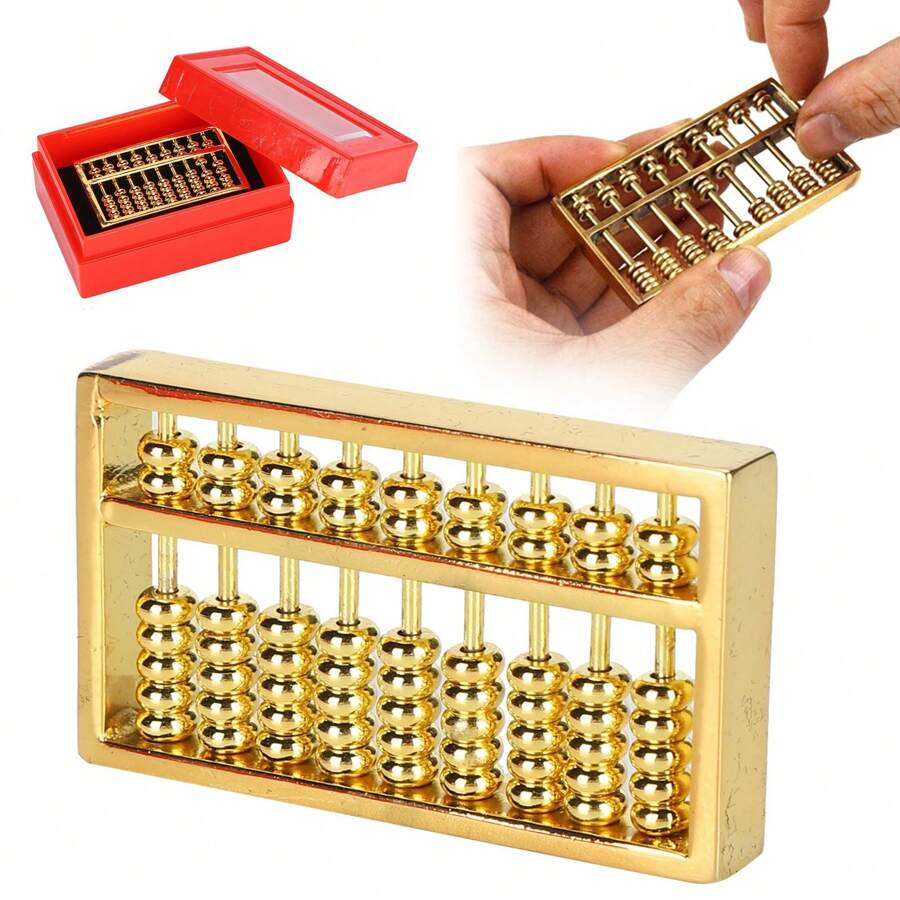 Mini Brass Abacus 9 Gears Chinese Math Calculating Tool For Kids Adult ...