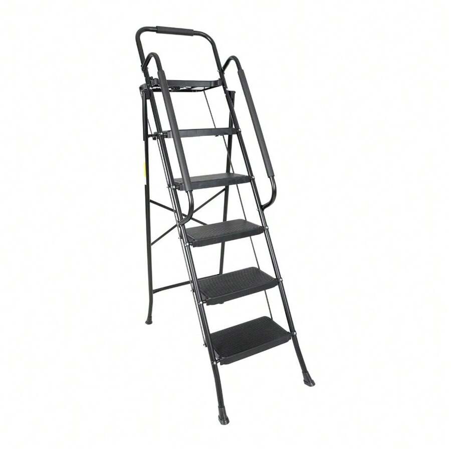 5 Step Ladder With Handrails 330 Lbs Folding Step Stool With Tool ...