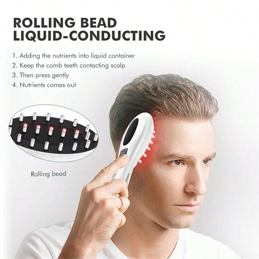 Electric Micro Current Scalp Care Ems Led Hair Brush Red Light Ionic ...