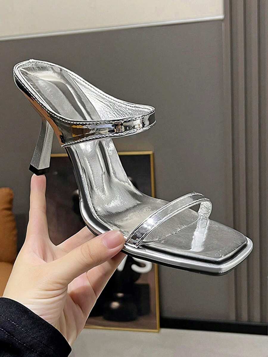 Sandalias de tacón alto de color liso para mujer, nueva colección de ...