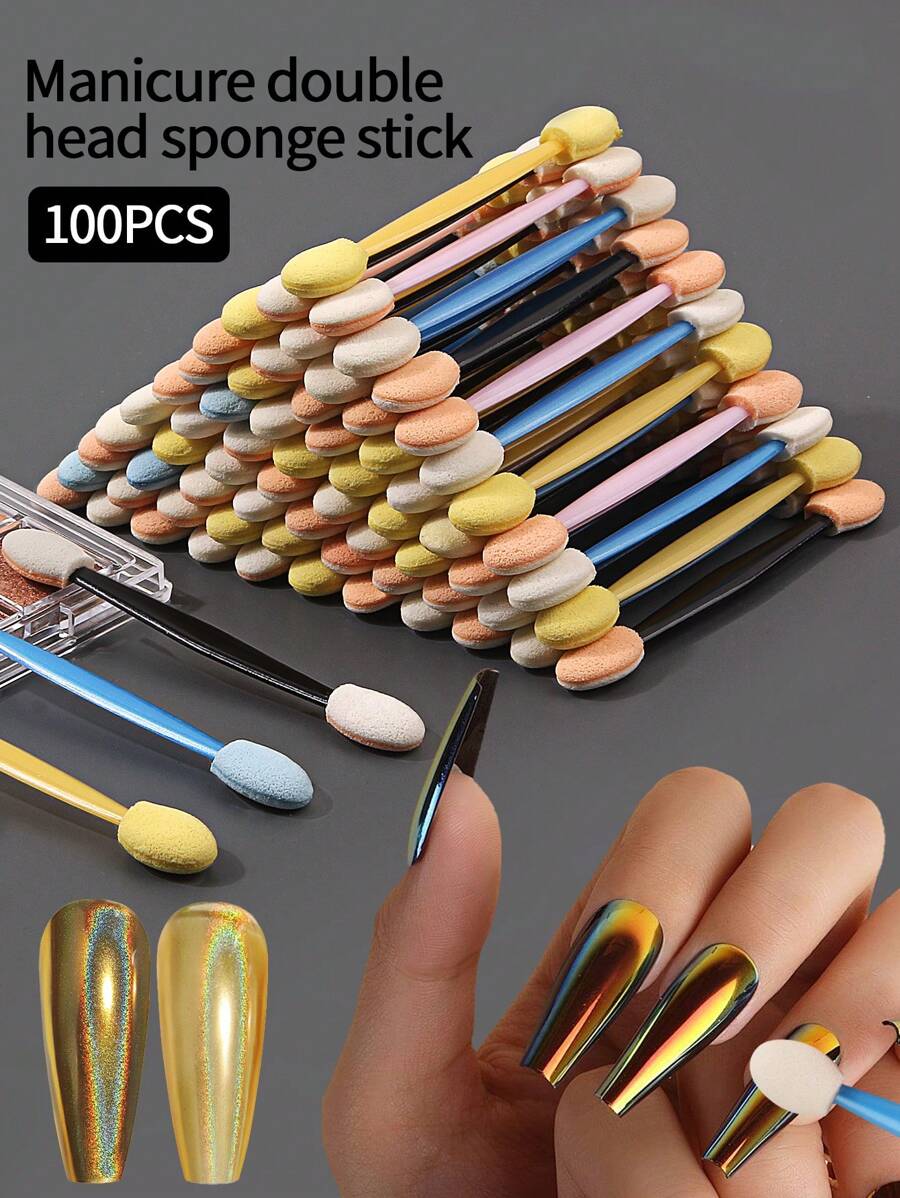 100pcs Mini Portable Nail Sponge Magic Wand Double-Ended Gradient Nail ...