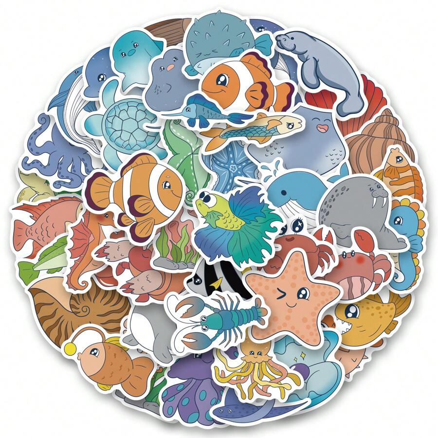 50PCS Marine Life Stickers Vinyl Aesthetics Stickers For Scrapbooking ...
