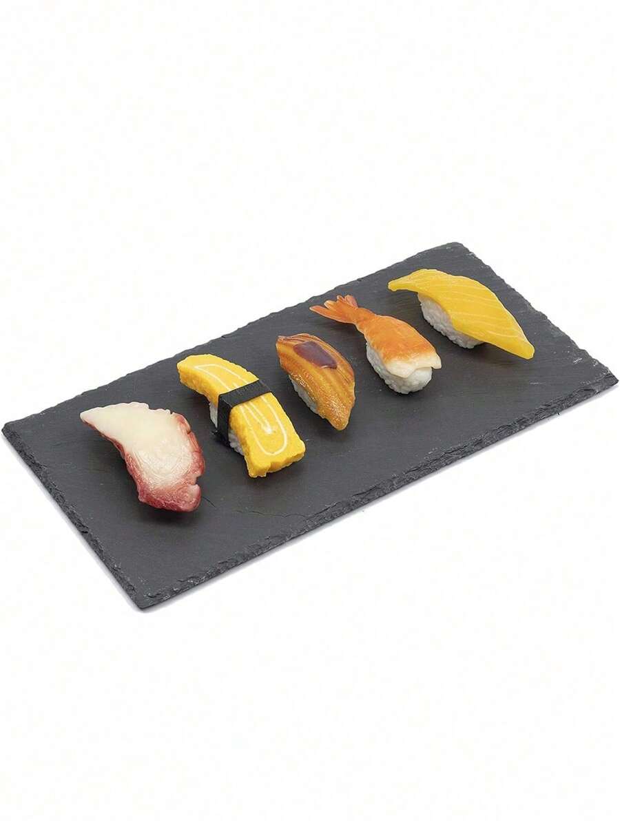 Natural Slate Christmas Plate, Square Sushi Steak Stone Plate, Black ...