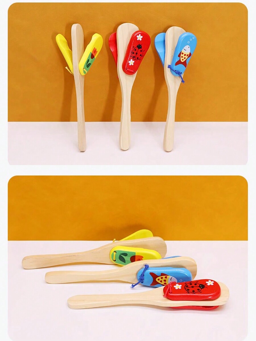 Wooden Cartoon Color Rattle Clapper, Musical Instrument For Beginners ...