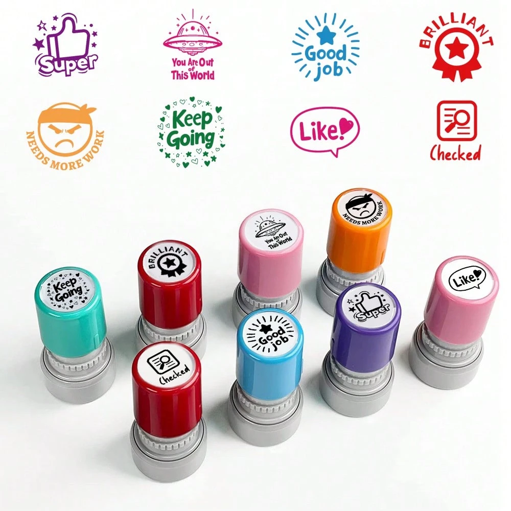 8pcs Teacher's Stamps Set - Classroom Teacher Stamps, Grade Teacher Stamps, Self-Inking Teacher ...