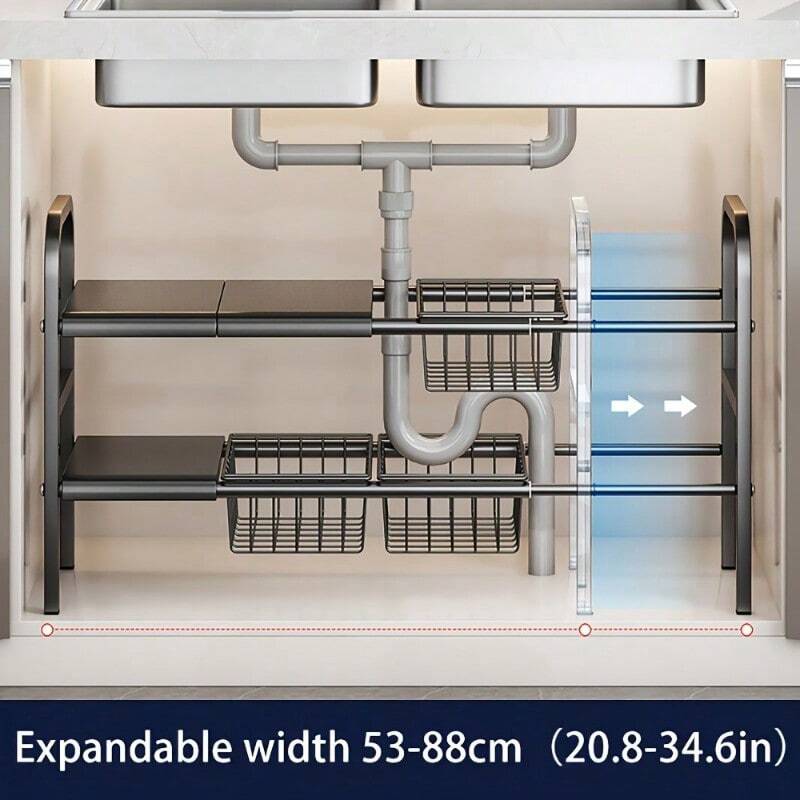 1 Set Expandable Kitchen Under Sink Organizer Rack, Cabinet Extendable ...