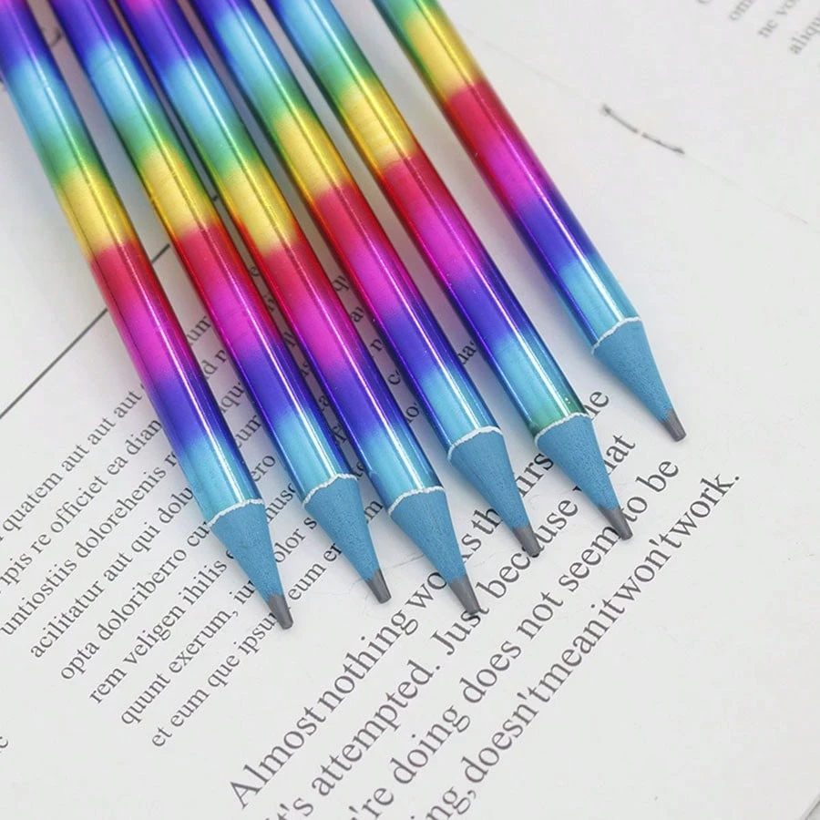 10pcs Rainbow Color HB Pencils, Heat Transfer Print Round Barrel ...
