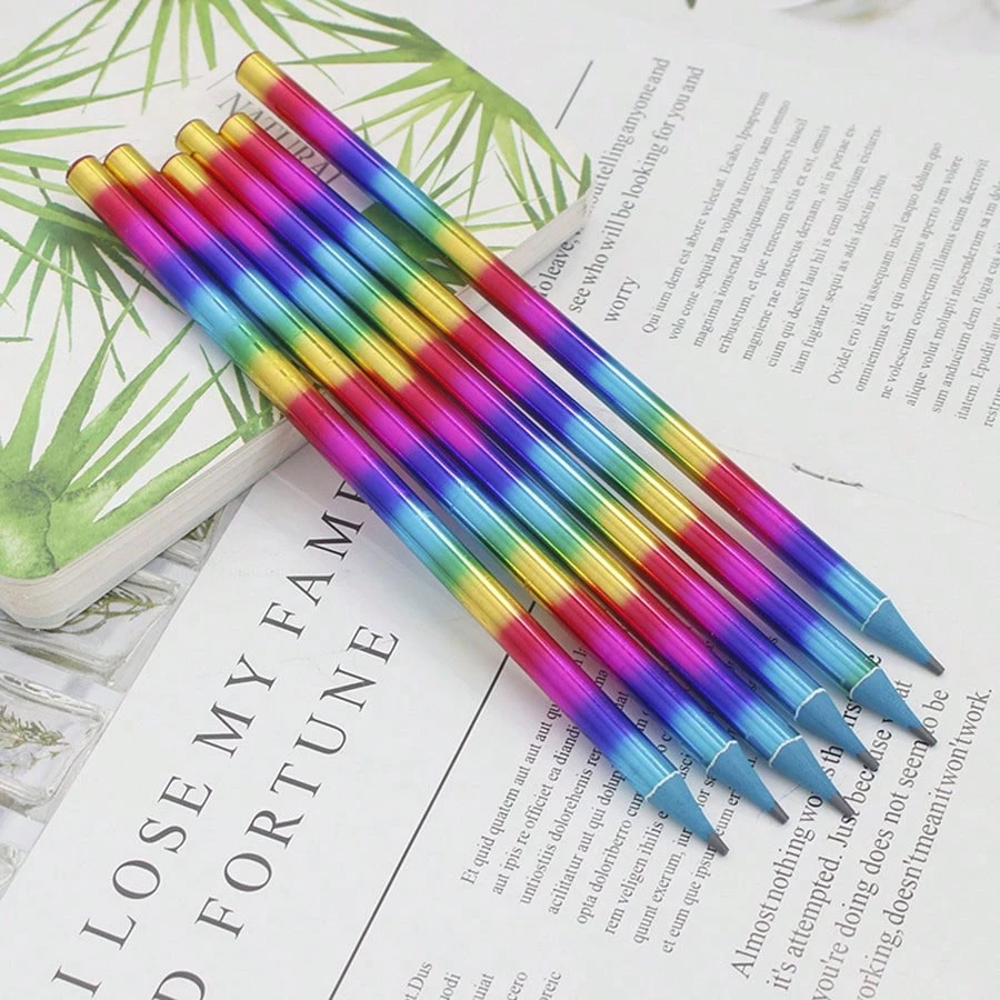10pcs Rainbow Color HB Pencils, Heat Transfer Print Round Barrel ...