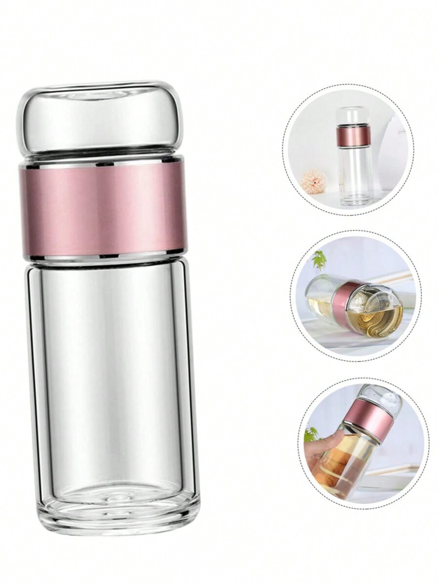 1PC 500/350ML Pink Tea Glass Water Cup Tea Diffusers For Loose Tea Insulated Portable Travel Tea ...