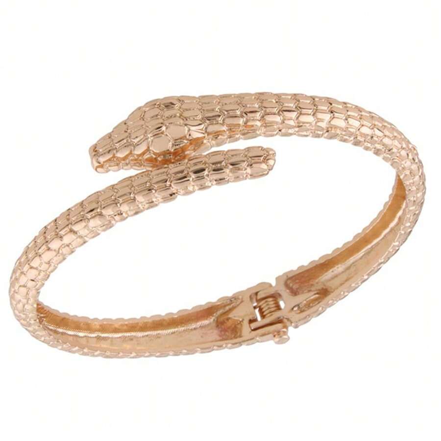 Personalized Metallic Gold-Tone Coiled Snake Bangle, Suitable For ...