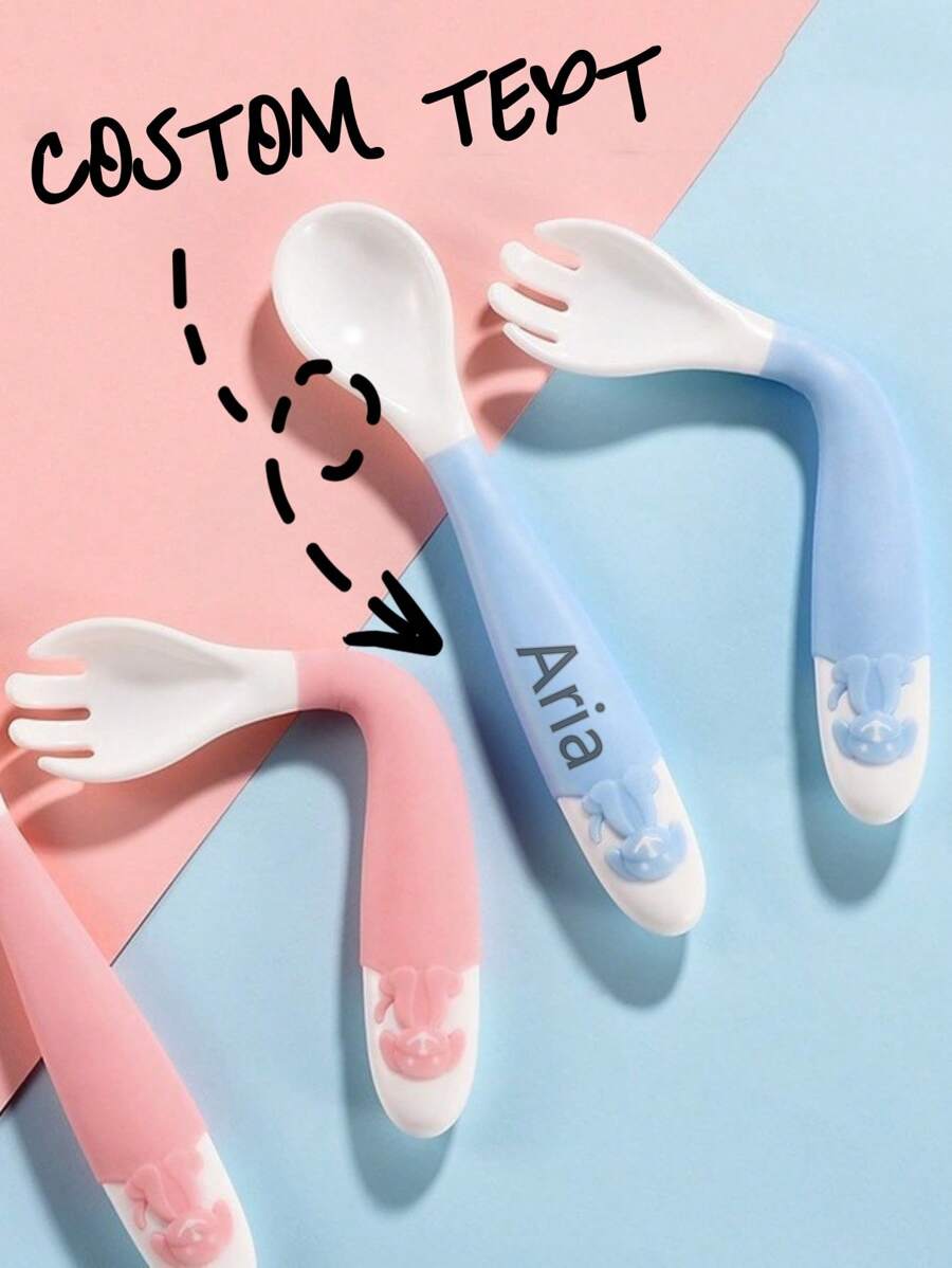 Customized Children's Twist Spoon Set, Baby Food Utensils, Learning To ...