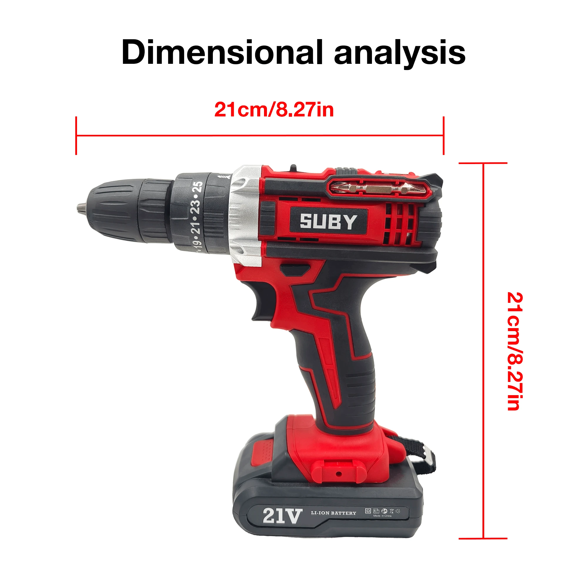SUBY 1 set SUBY Perceuse à percussion sans fil à double vitesse ...