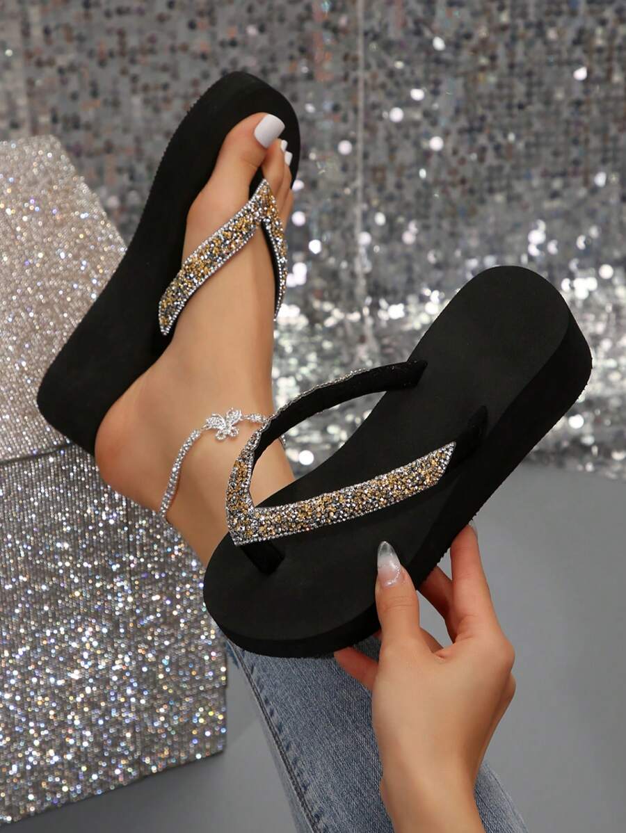 MEIZHIGE Ladies Shiny Slip-On Sandals, Open Toe Non-Slip Beach Slides ...