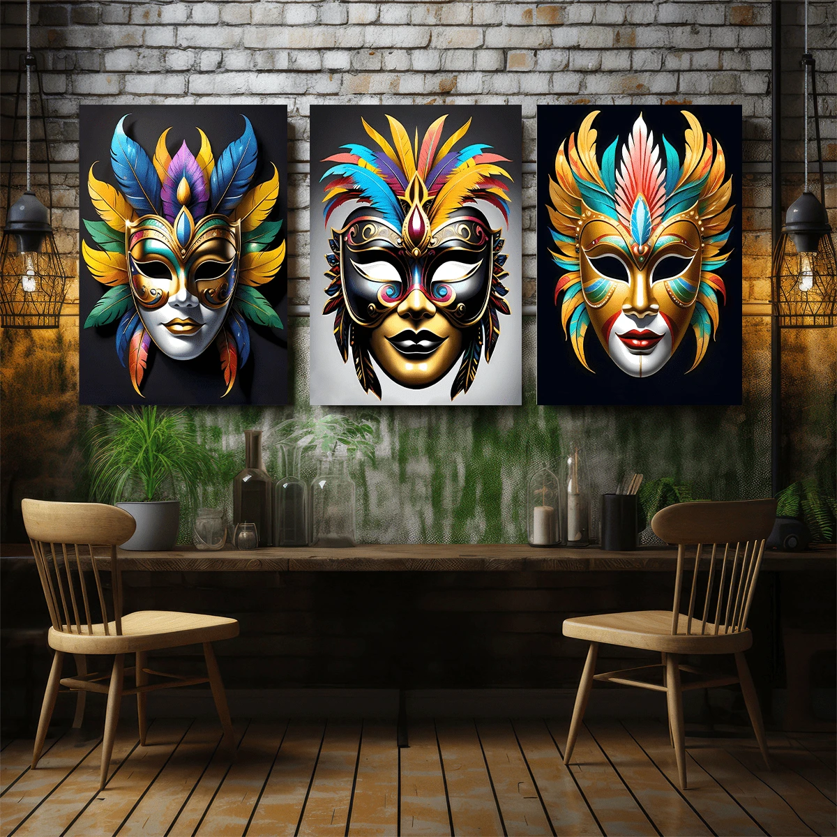 3 Piece Brazilian Rio Carnival Masks Wall Art, Traditional Brazilian ...