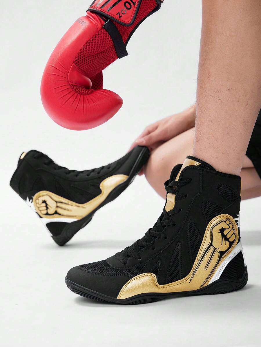 TOLLN Men's Professional High Top Boxing/Wrestling/MMA Training Boots ...