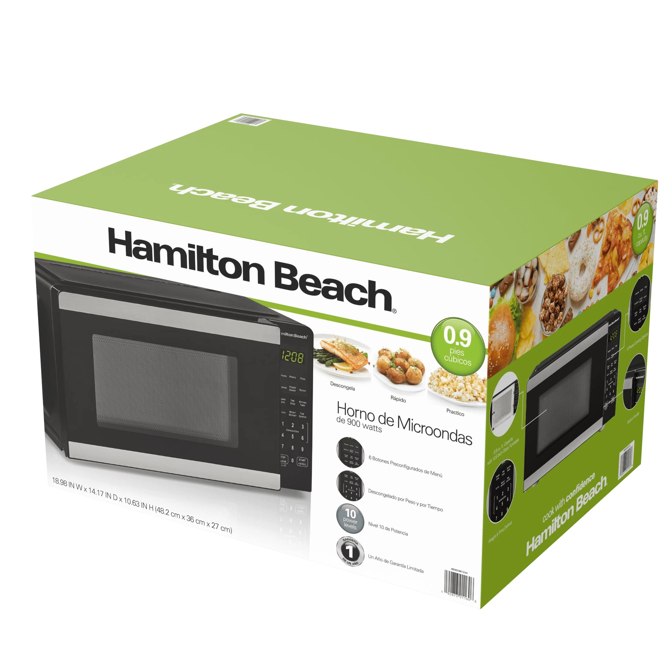 Hamilton Beach 0.9 Cu Ft Countertop Microwave Oven, 900 Watts, Black ...