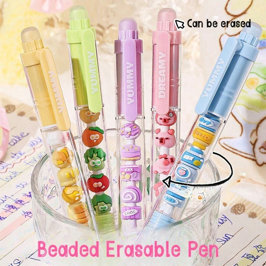 2pcs Erasable Pen Set, Cute Cartoon Design Dopamine Pen, 0.5mm Blue ...