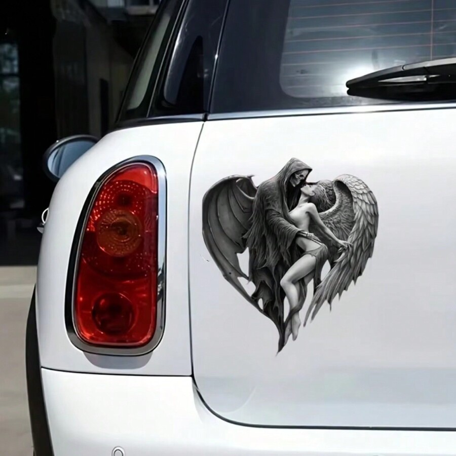 Angel Demon Car Stickers Waterproof Skull Couple Decals Auto Trunk Body ...